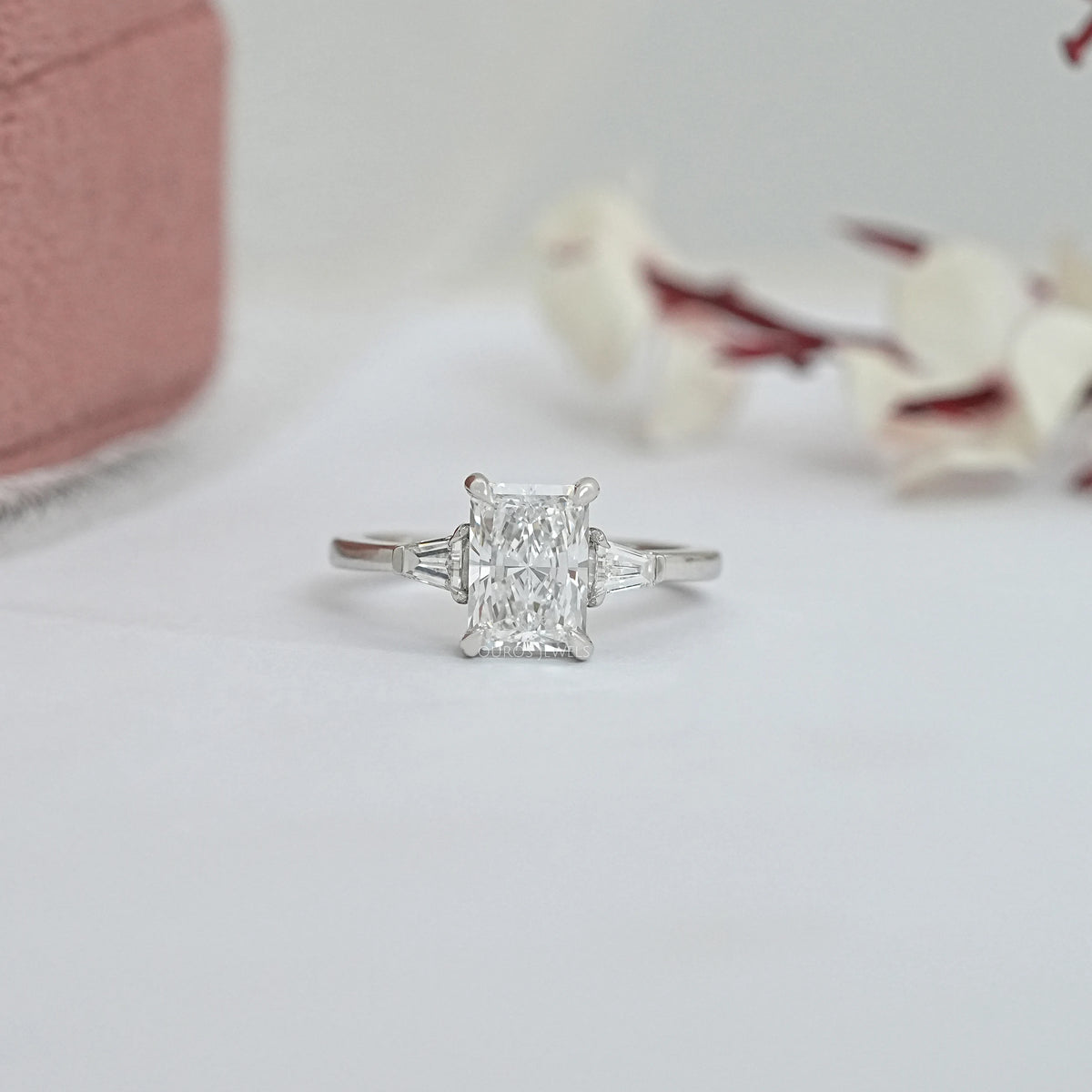 3 Stone Radiant Cut Diamond Ring Ouros Jewels